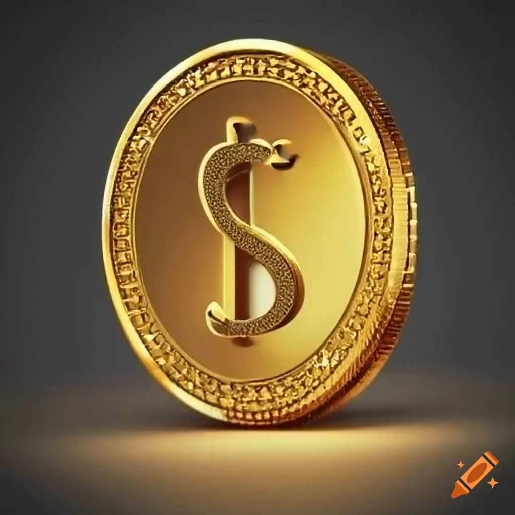 Cinematic gold coin on purple background on Craiyon