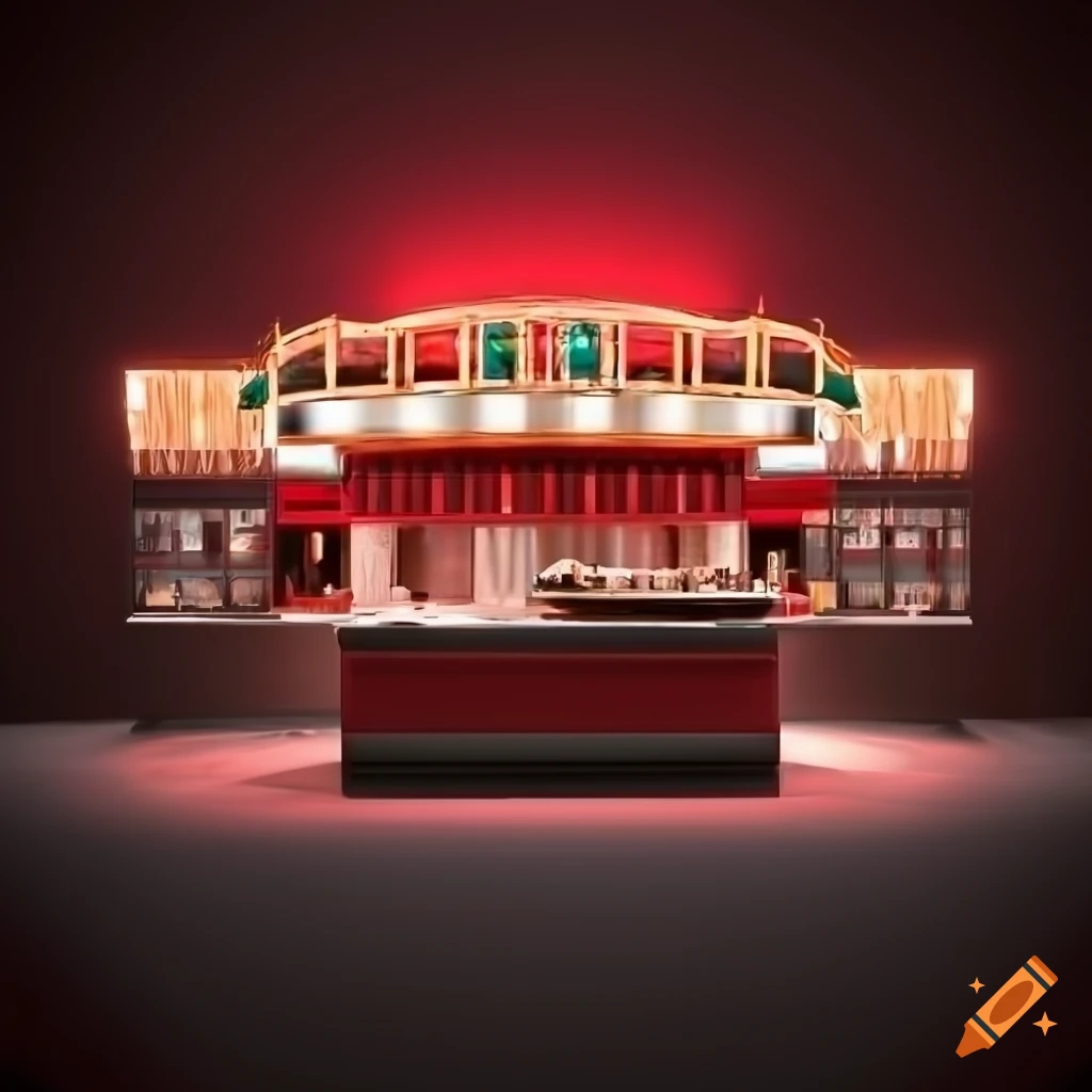 Realistic concessions stand in a movie theater on Craiyon