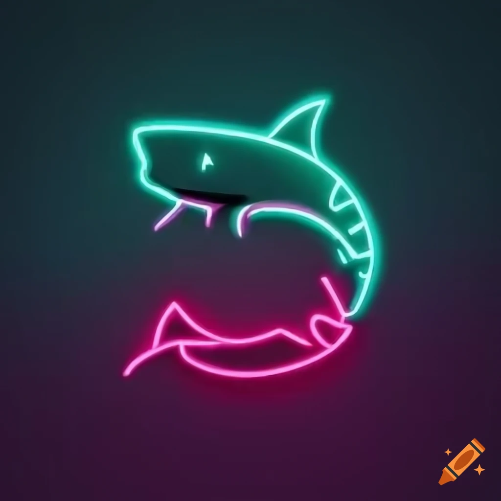 Neon shark logo for esports gaming