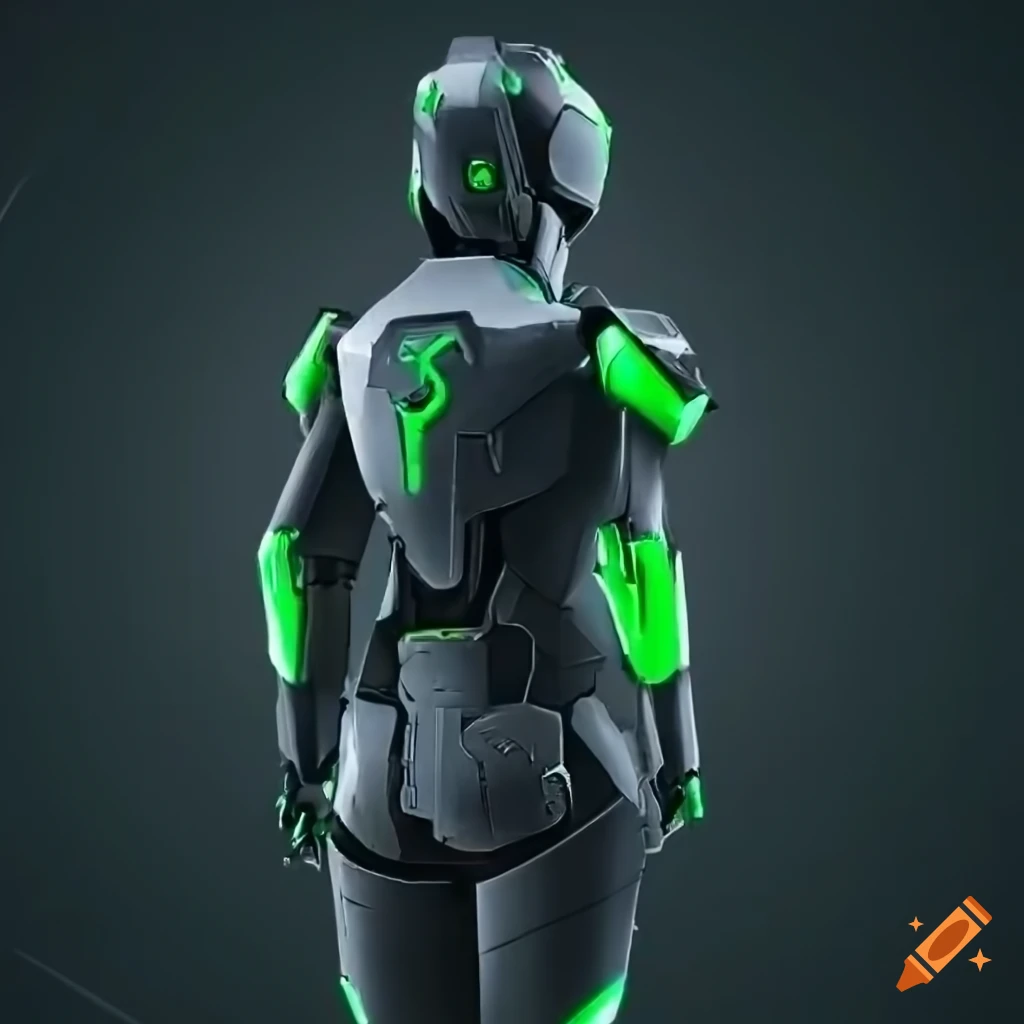 Back view of a razer rgb mecha suit