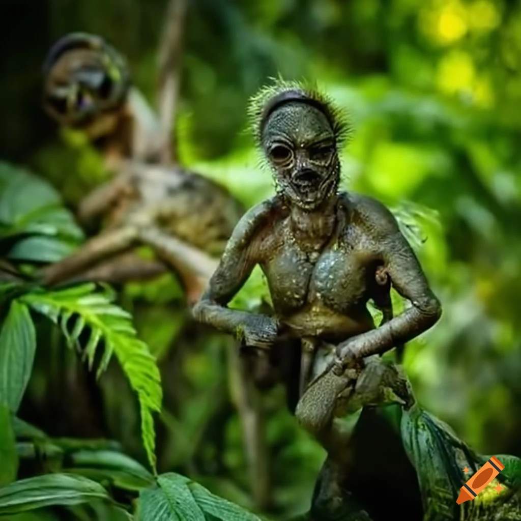 Image of primitive aliens in the jungle on Craiyon