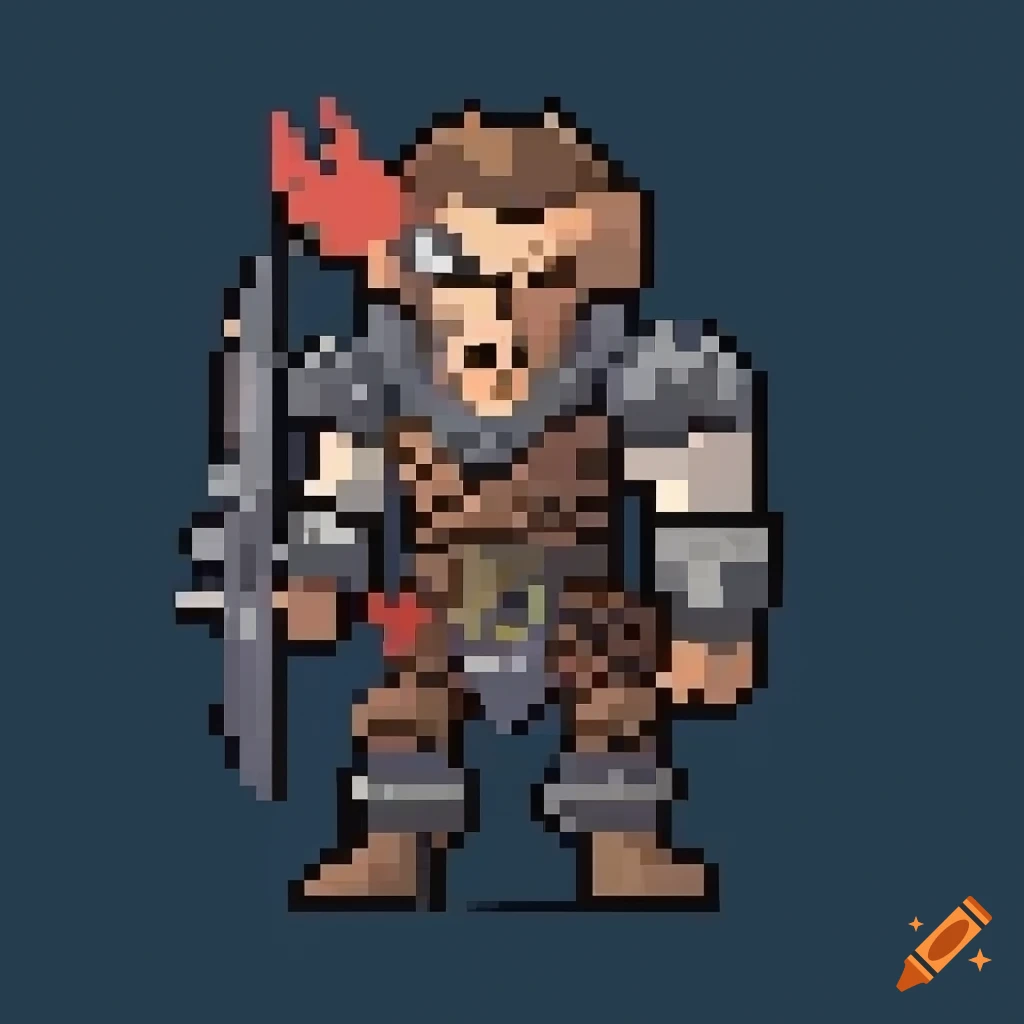 Warrior of chaos, battle stance, facing the right, 2d snes pixel art ...