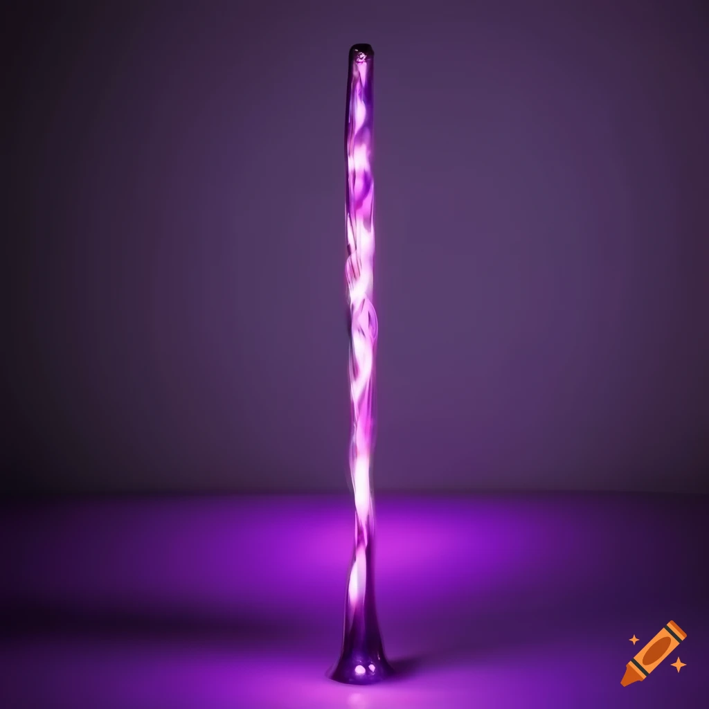 Purple glass enchanter's wand glowing