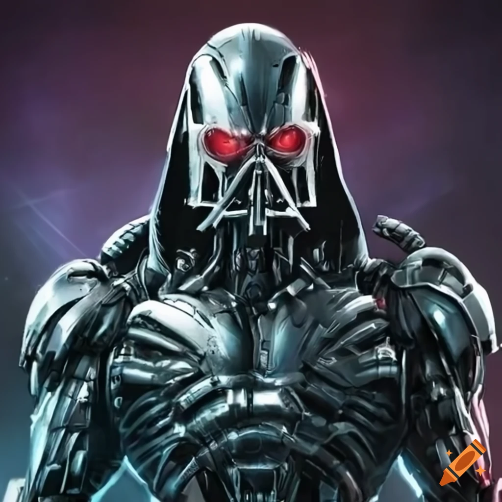Crossover image of ultron, darth vader, and shredder