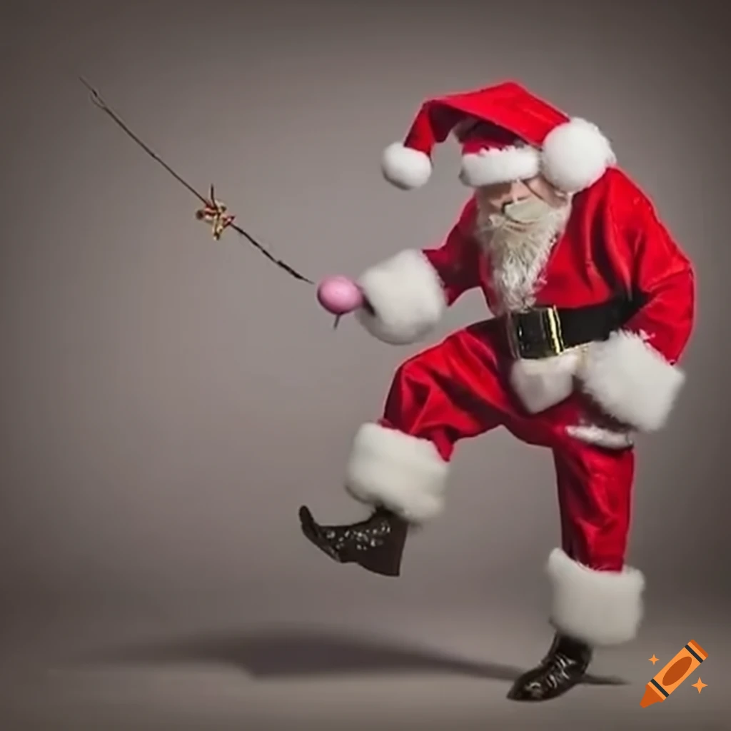 Humorous depiction of santa claus and striking elves