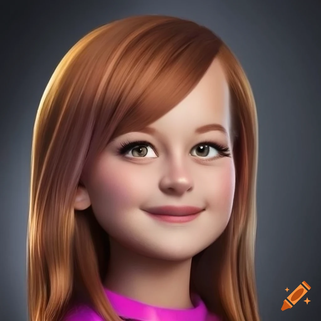 Realistic portrait of Mabel Pines from Gravity Falls on Craiyon