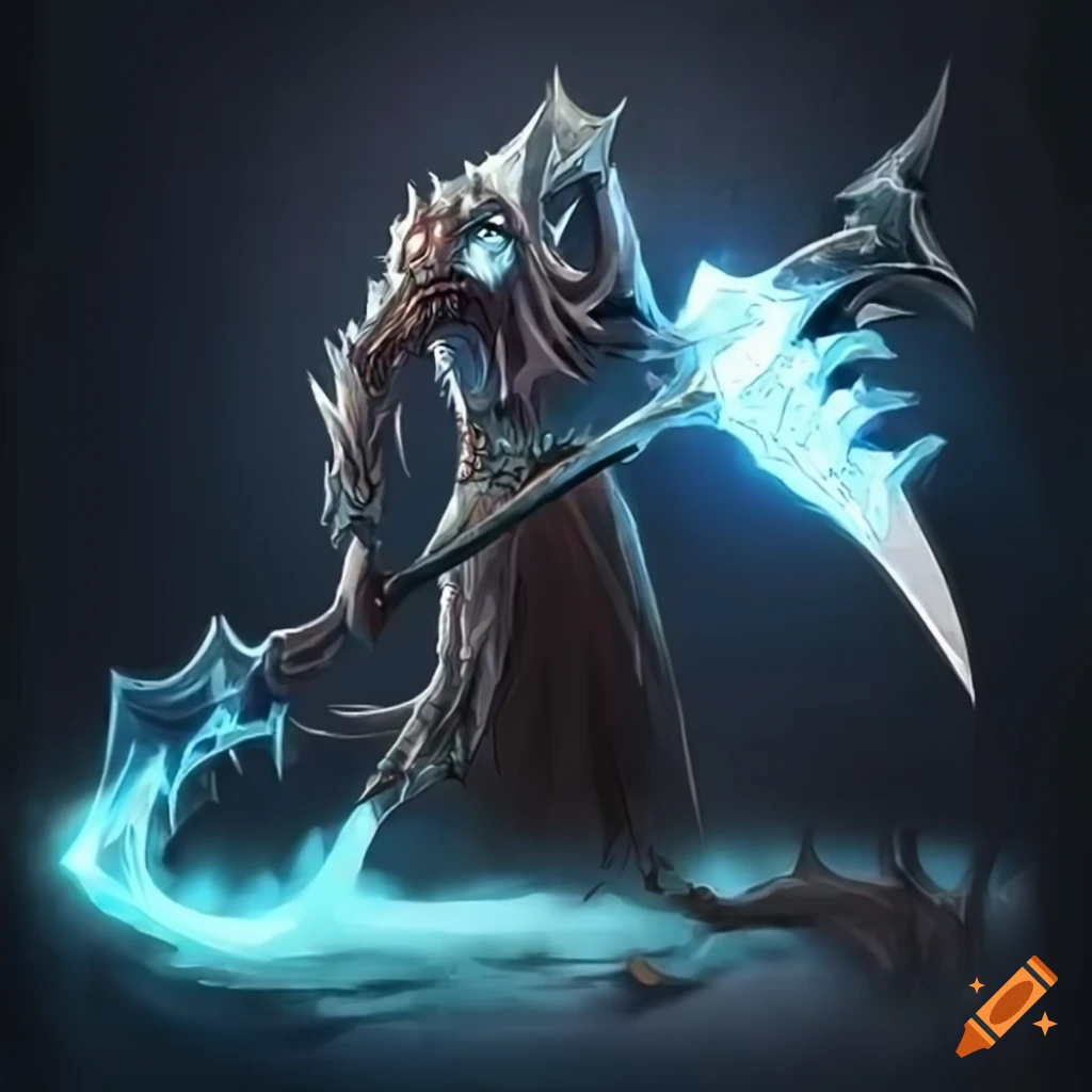 Image of a white wolf with a glowing scythe on Craiyon
