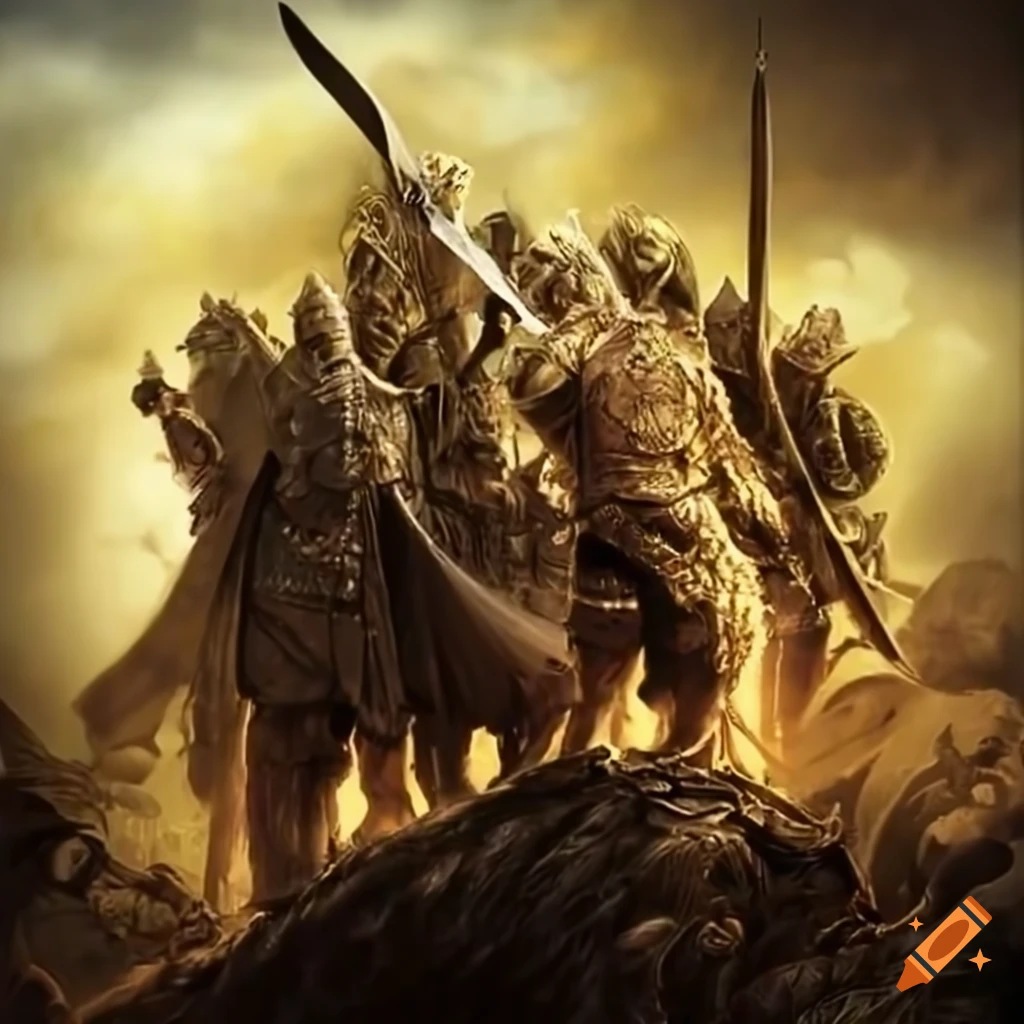 Epic battle scene from lord of the rings