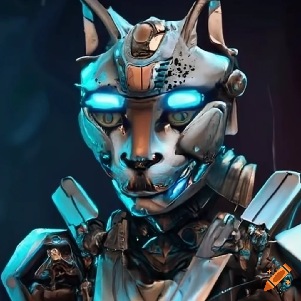 Futuristic cat-human-transformer hybrid with egyptian elements on Craiyon