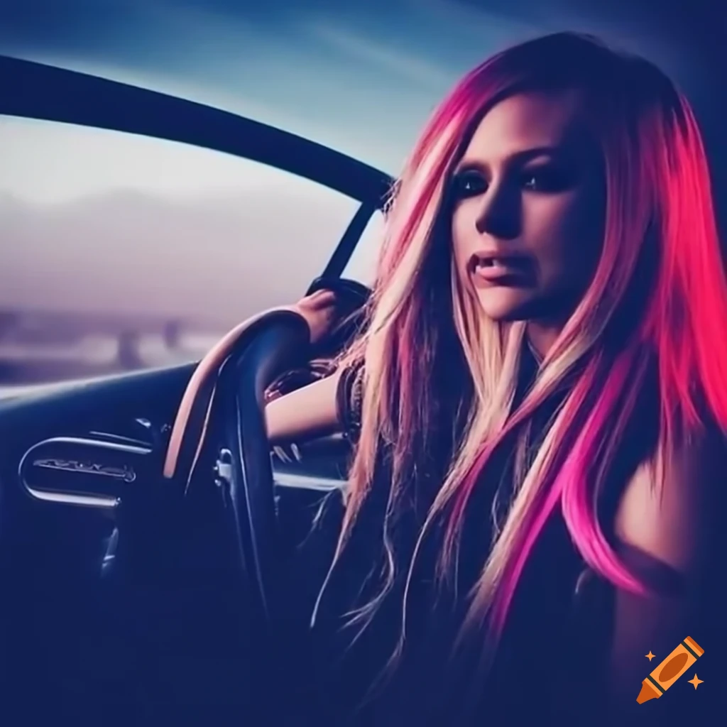 Avril lavigne driving a car with manual transmission on Craiyon