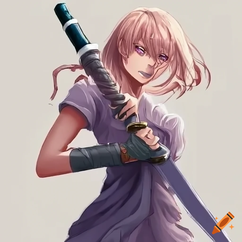 Detailed sketch of an anime character with a sword on Craiyon