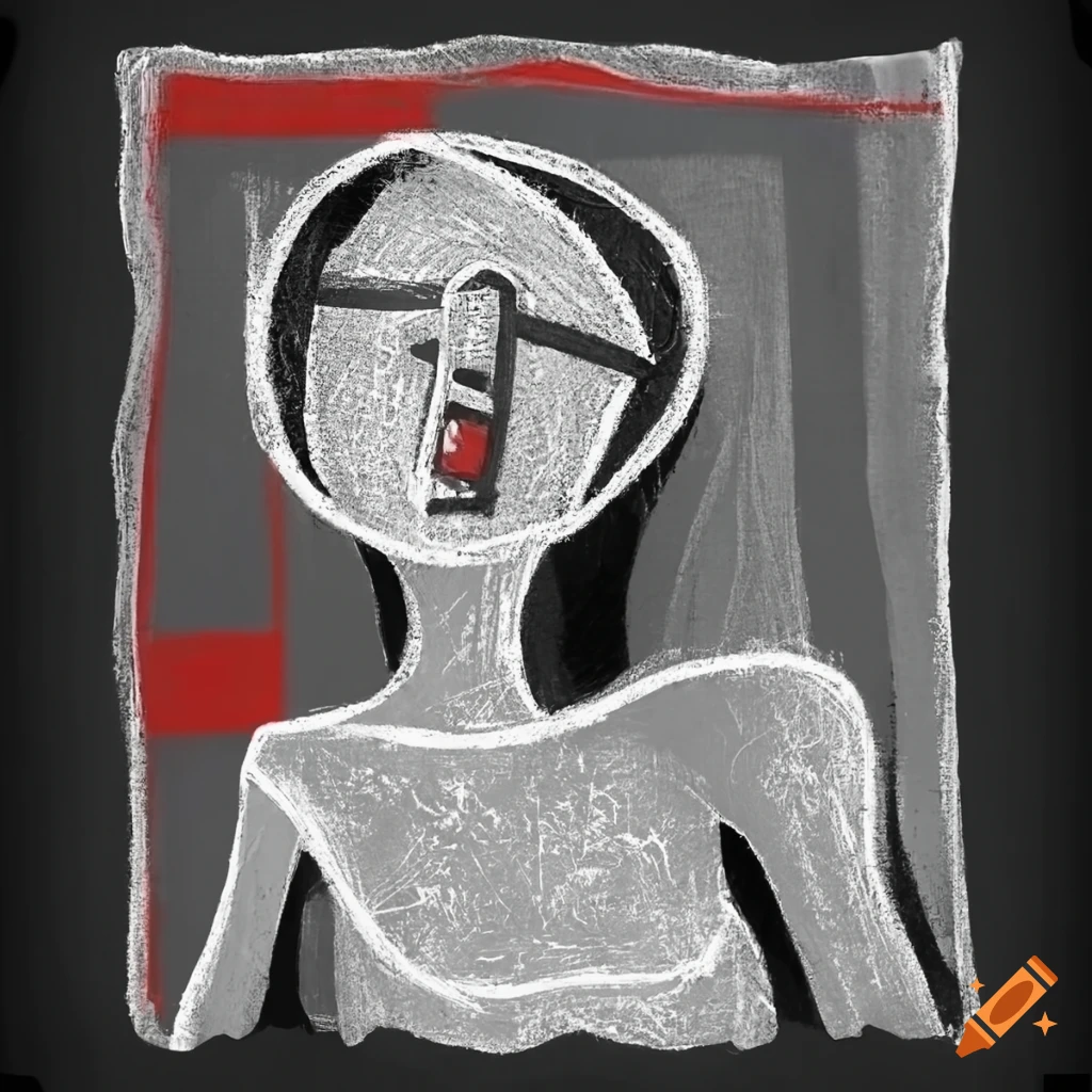 Dadaist chalk drawing of a singing face