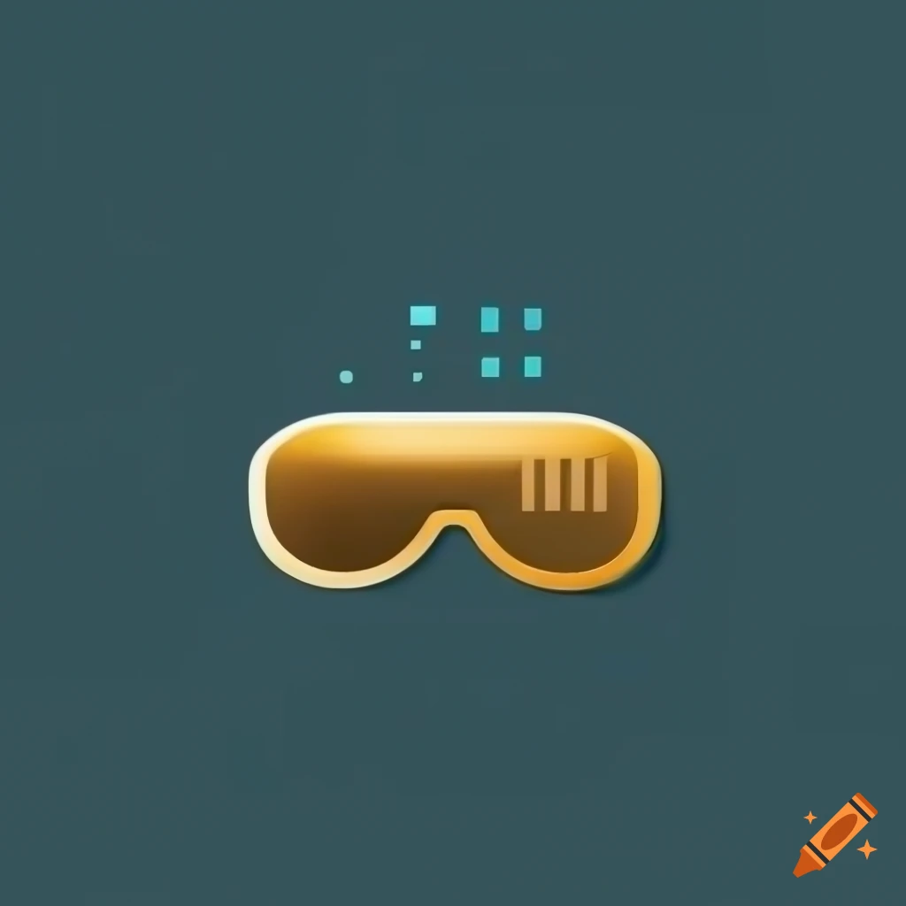 Sleek gold logo of AI VR glasses on Craiyon