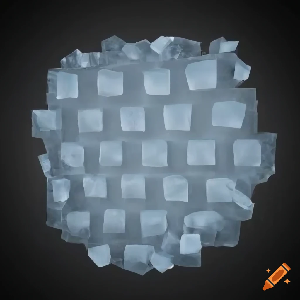 2d wall of ice blocks on black background on Craiyon