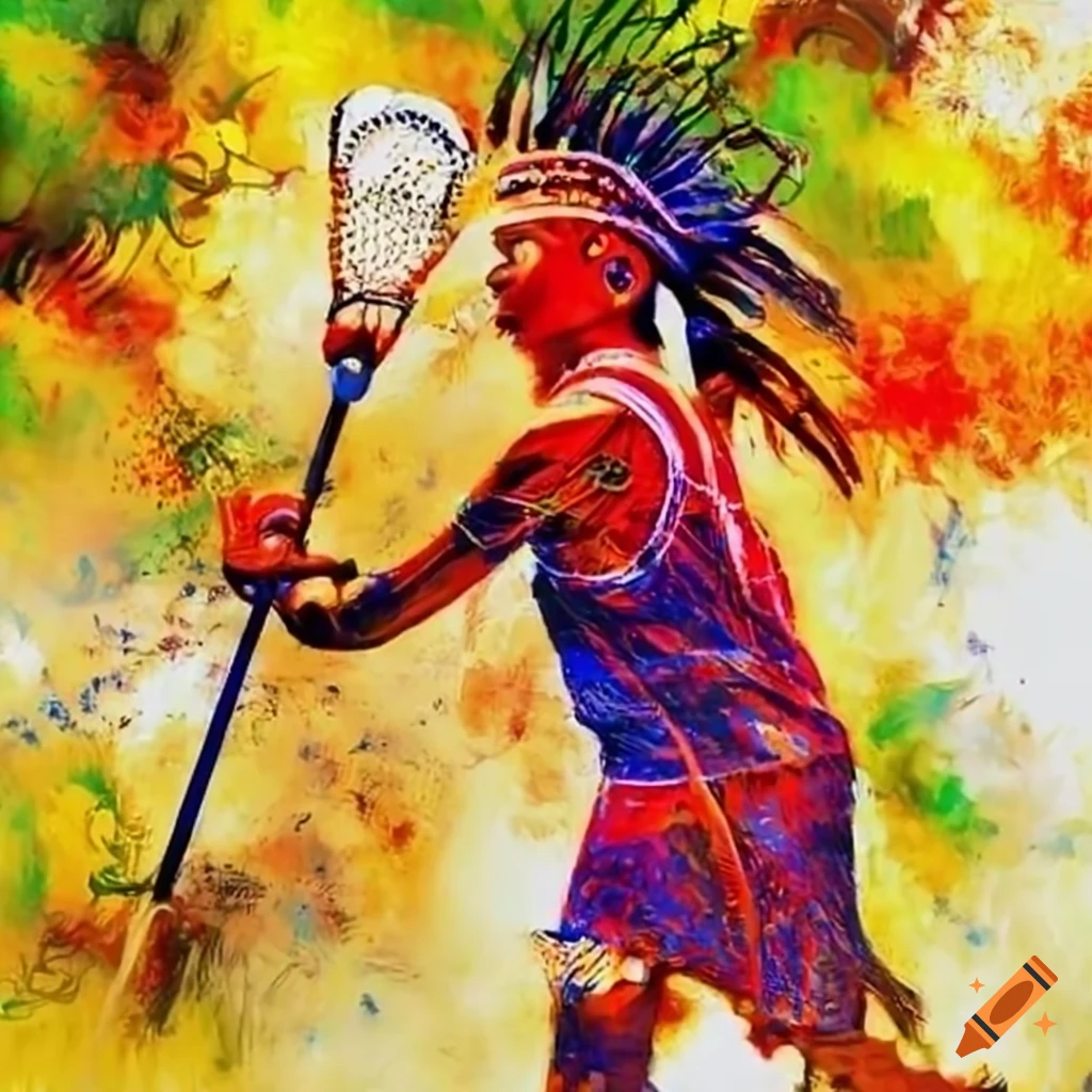 Colorful painting of indigenous people playing lacrosse on Craiyon