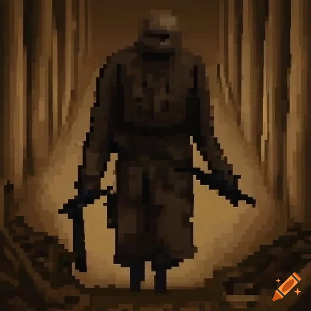Battle-ready warrior in pixel art style on Craiyon
