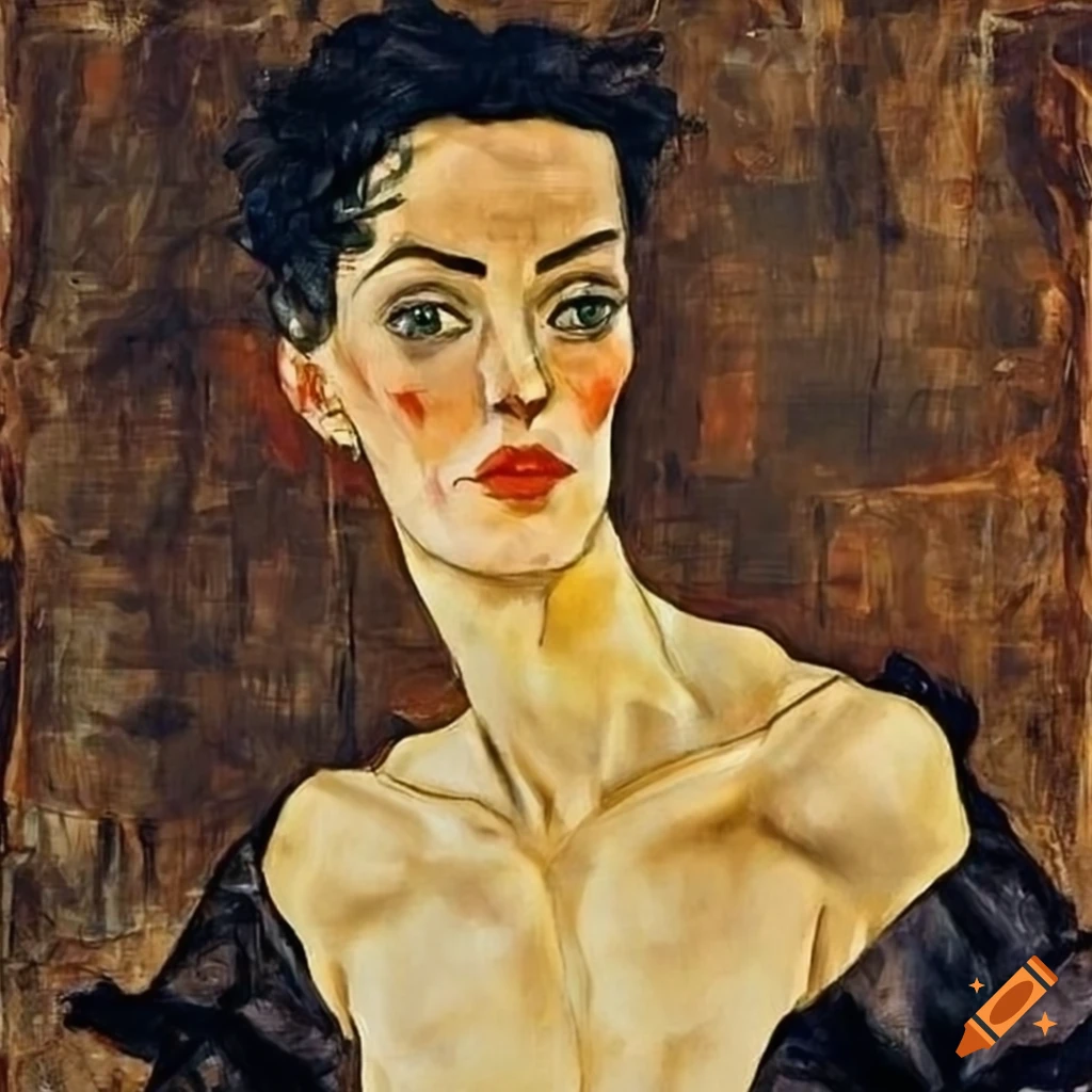 Portrait of women in egon schiele style on Craiyon