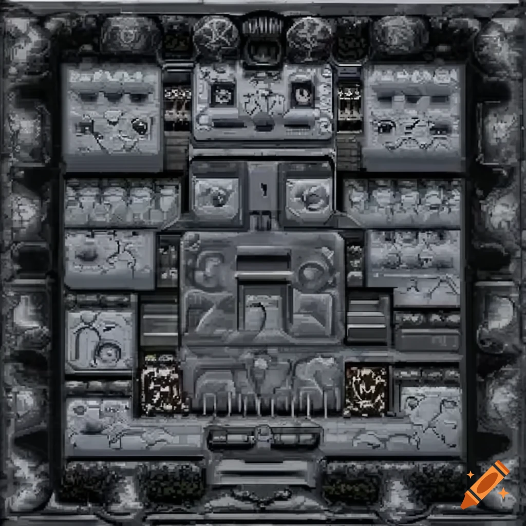 Dark and eerie 2d game tiles with h.r. giger-inspired design on Craiyon