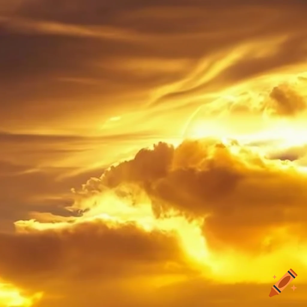 Yellow clouds painting with heavenly vibes on Craiyon