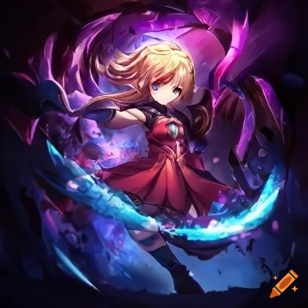 Splash art for an anime game on Craiyon