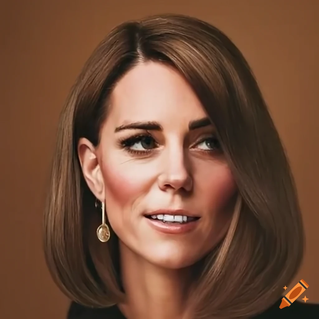 Kate middleton with straight bob haircut in black turtleneck sweater on ...