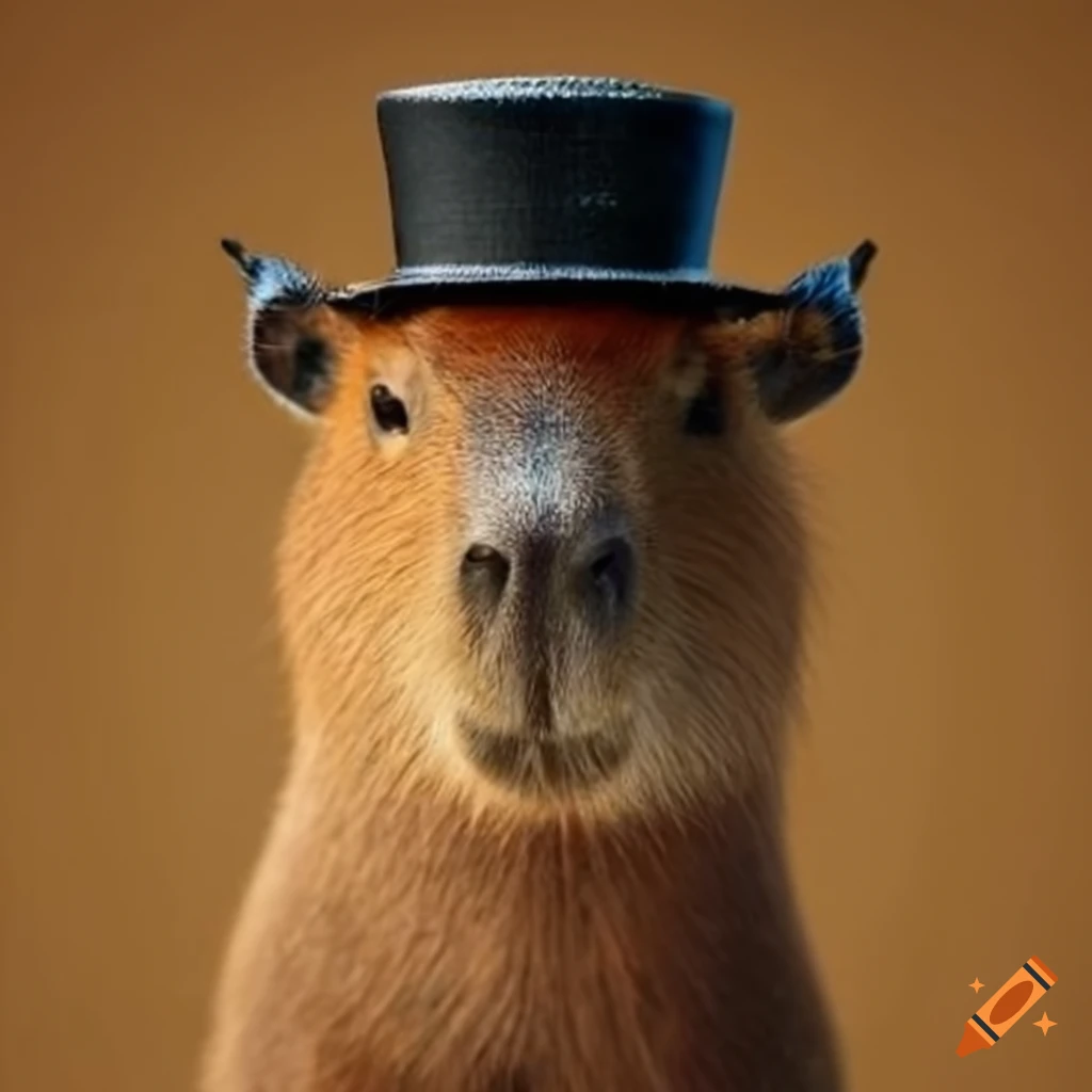 Cute capybara wearing a top hat on Craiyon