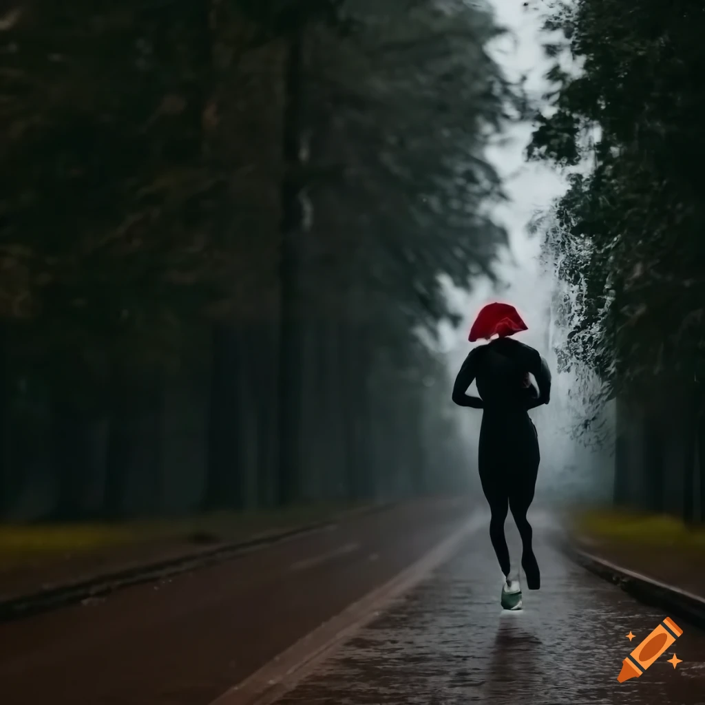 Runner running in the rain