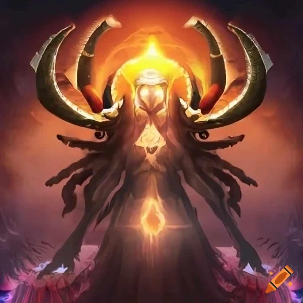 Image of a mythical creature with divine aura and golden fire eyes on ...