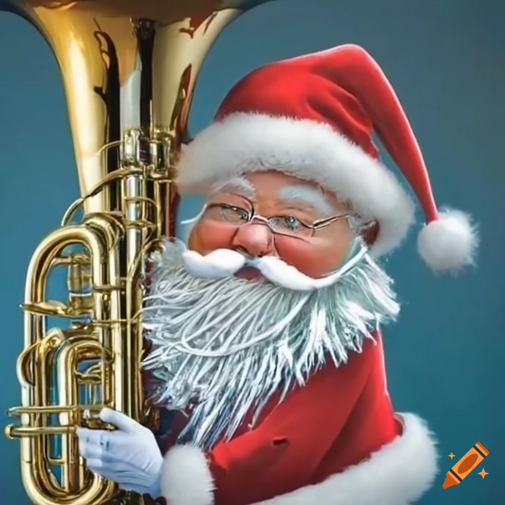Festive tuba decorated as santa