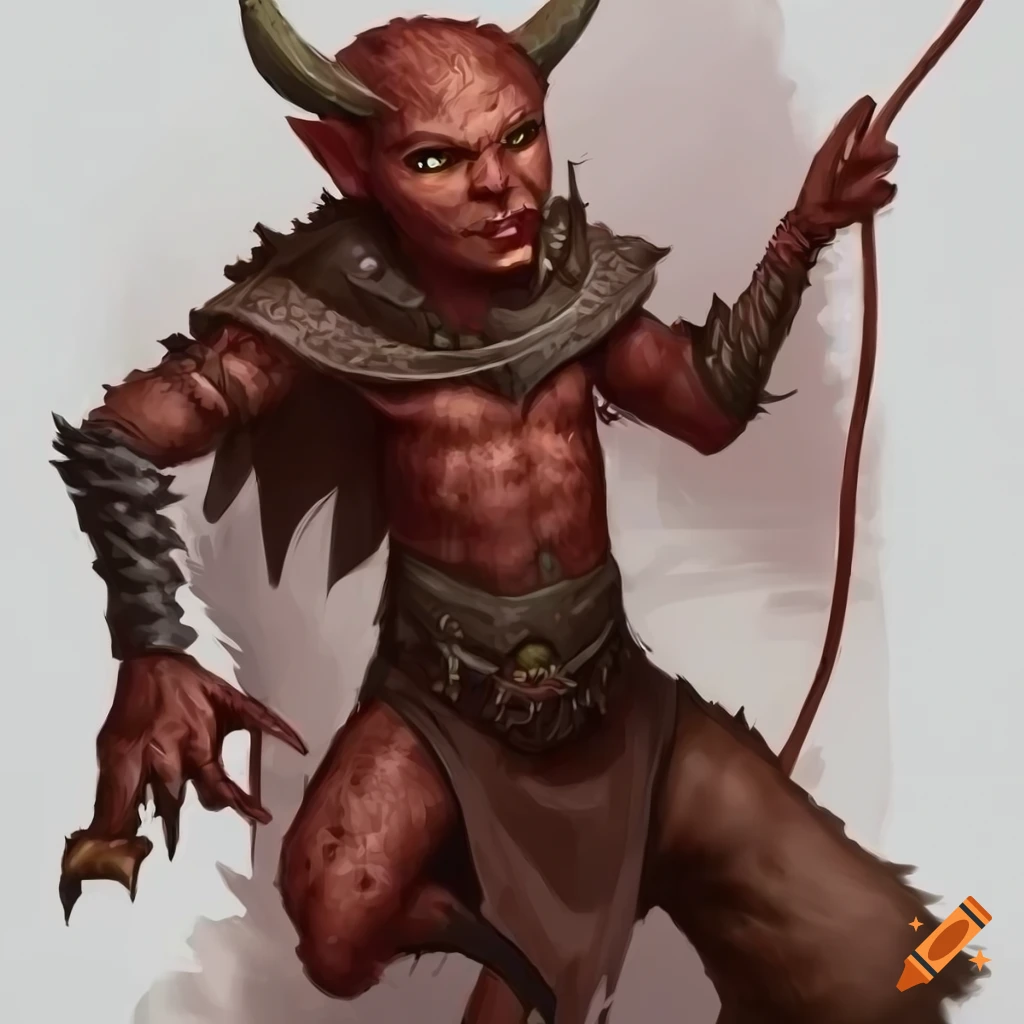 Portrait of a small devil with wings on white background