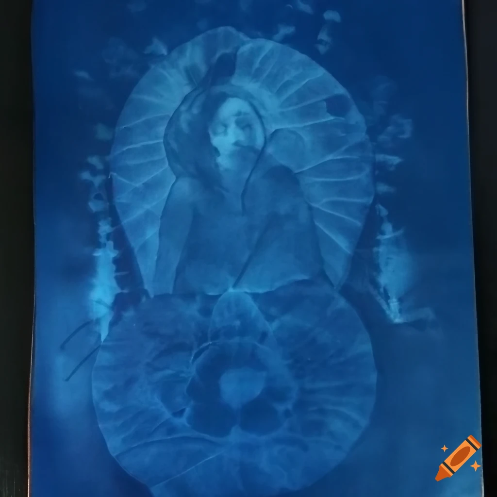 Cyanotype of a sacred symbol on Craiyon