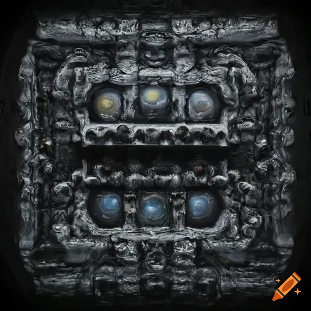 Dark and eerie 2d game tiles with h.r. giger-inspired design on Craiyon