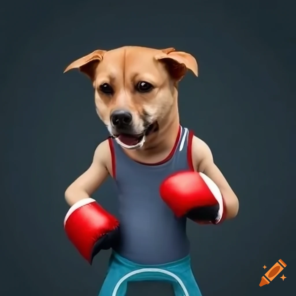 Cute dog ready for boxing