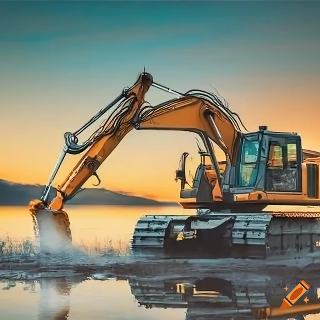 Excavator transforming into computer screen on Craiyon