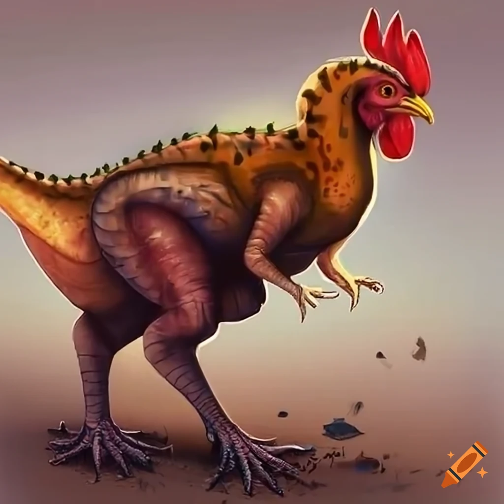 Illustration of a monster chicken dinosaur on Craiyon