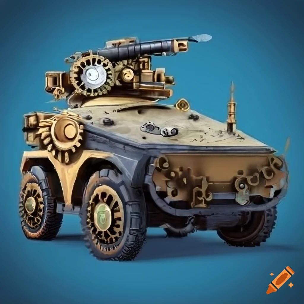 Retro futuristic art deco mad max spike apc forest on Craiyon