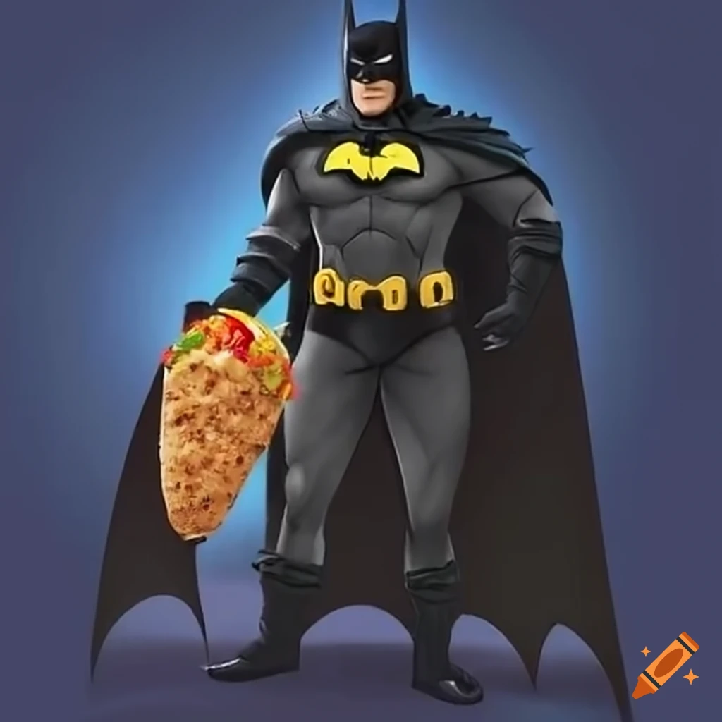 Batman holding a chalupa from Taco Bell on Craiyon