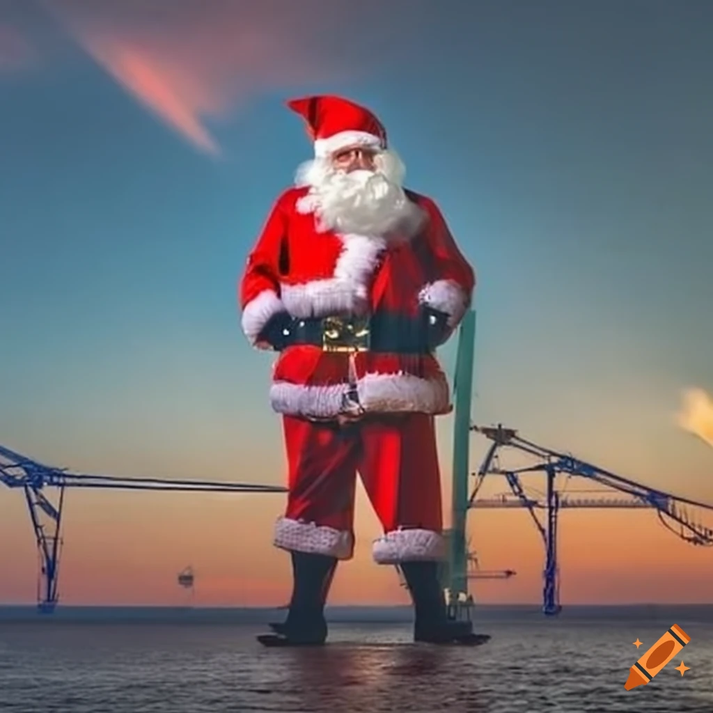 Santa as a crane driver at felixstowe docks on Craiyon