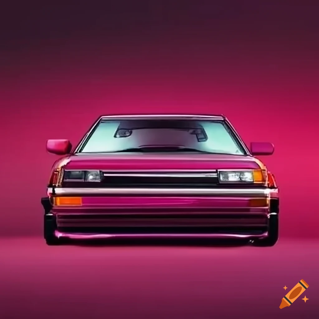 Vibrant 80s ad of a customized toyota camry with candy-themed design