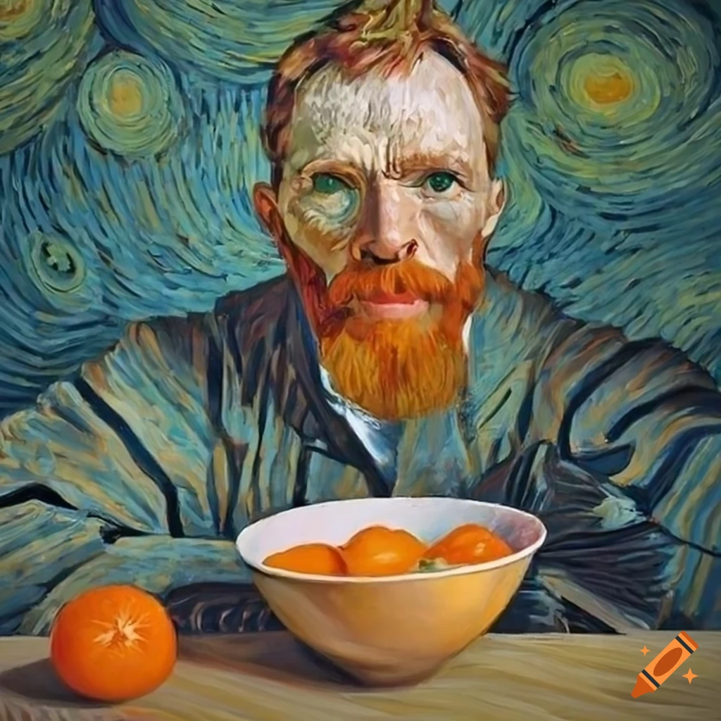 Hyper-realistic portrait by van gogh and chuck close on Craiyon