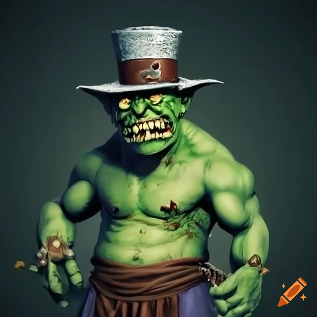 Digital art of an ogre zombie with a tophat