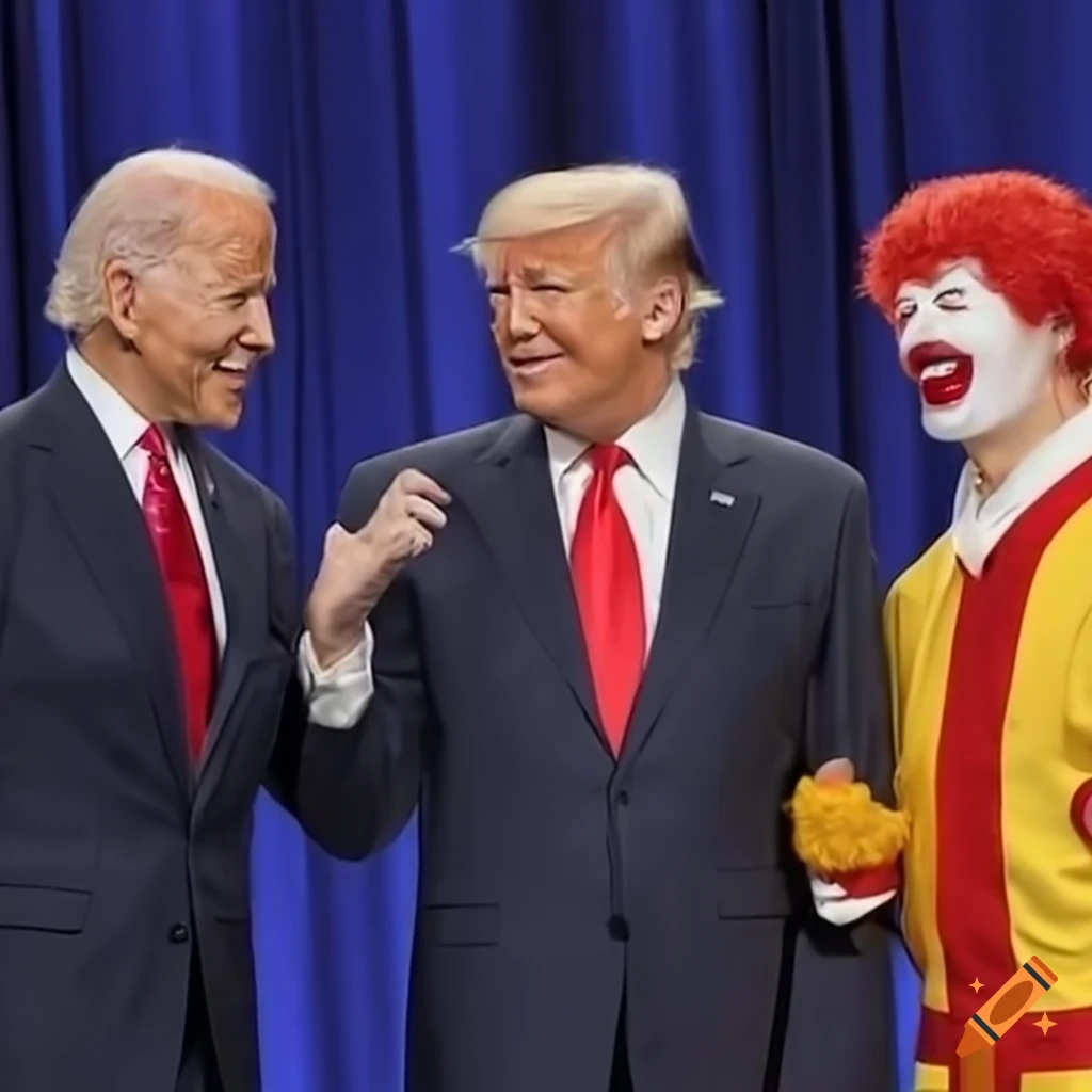 Image of joe biden, donald trump, and ronald mcdonald sharing a joke on ...
