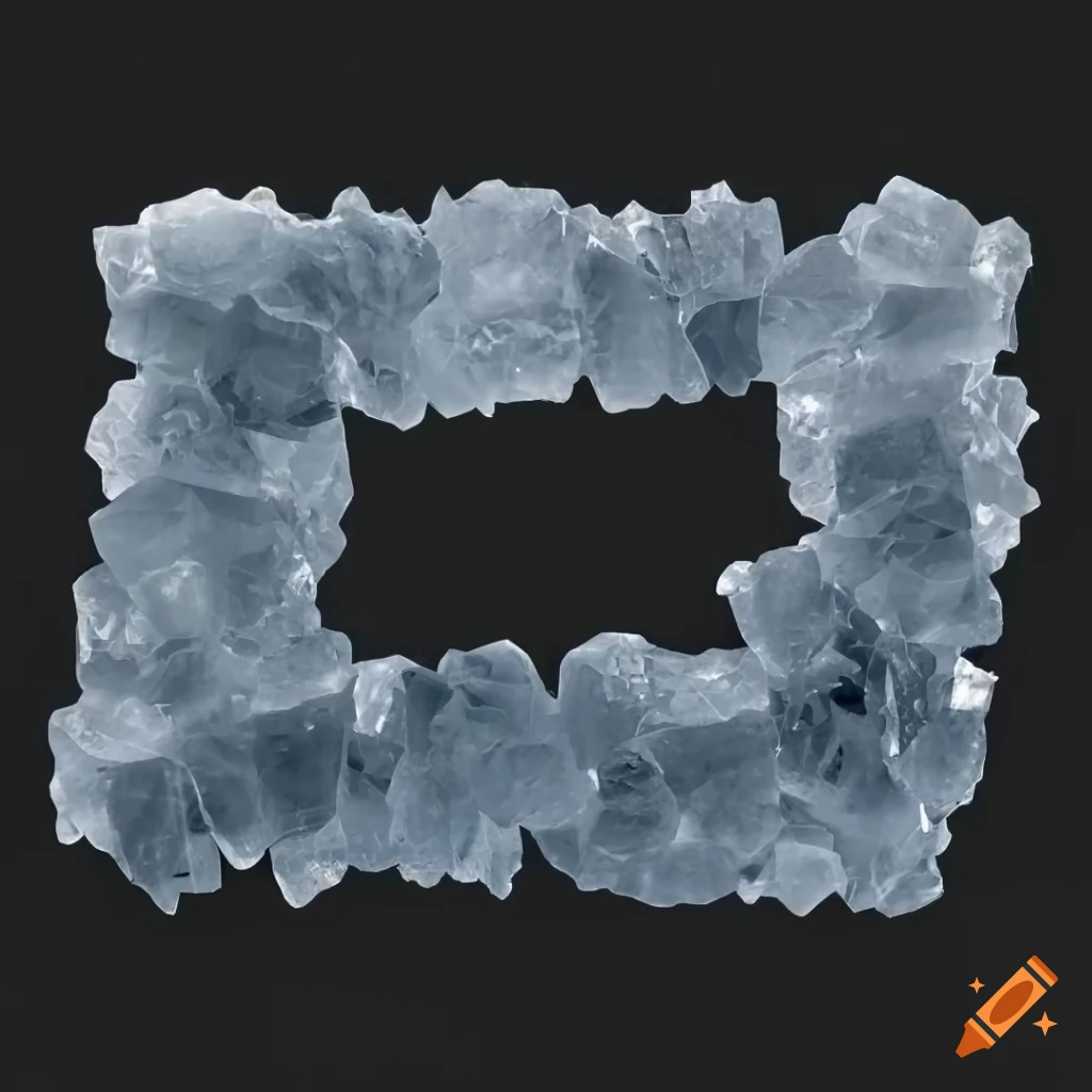 2d ice block wall in a black background on Craiyon