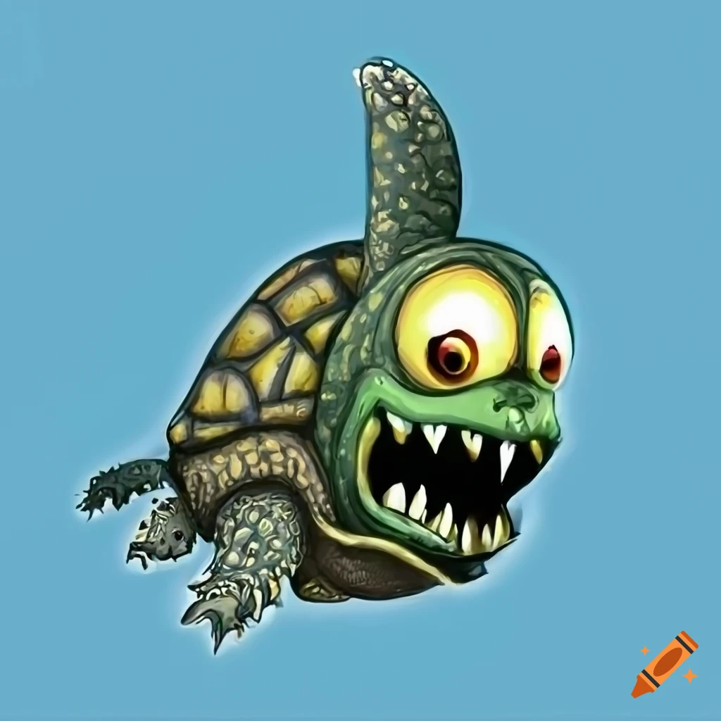 Scary turtle with a sinister grin on Craiyon