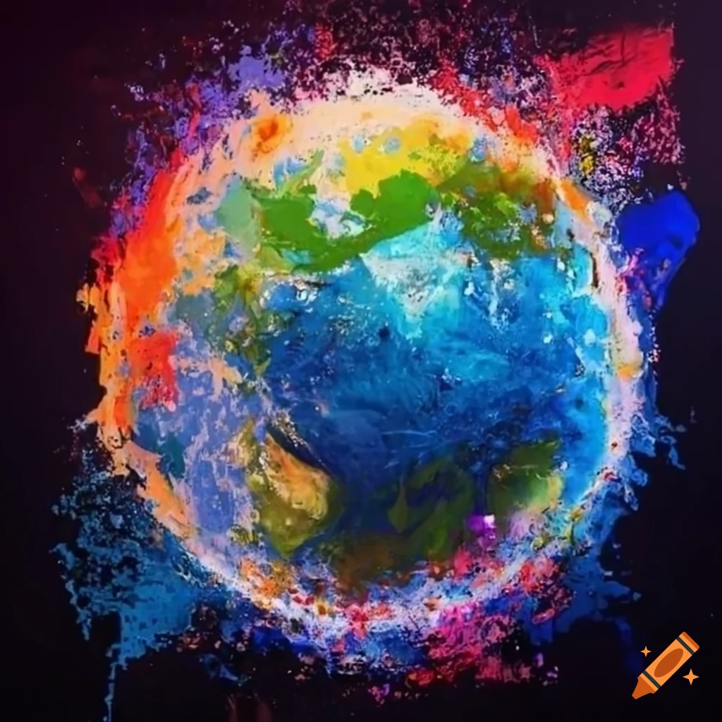 Colorful painting of earth on a dark background on Craiyon