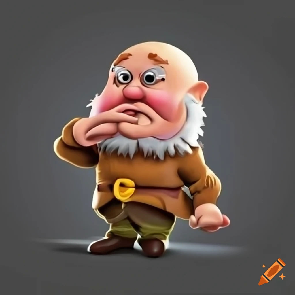 Cartoon image of a sad dwarf on Craiyon