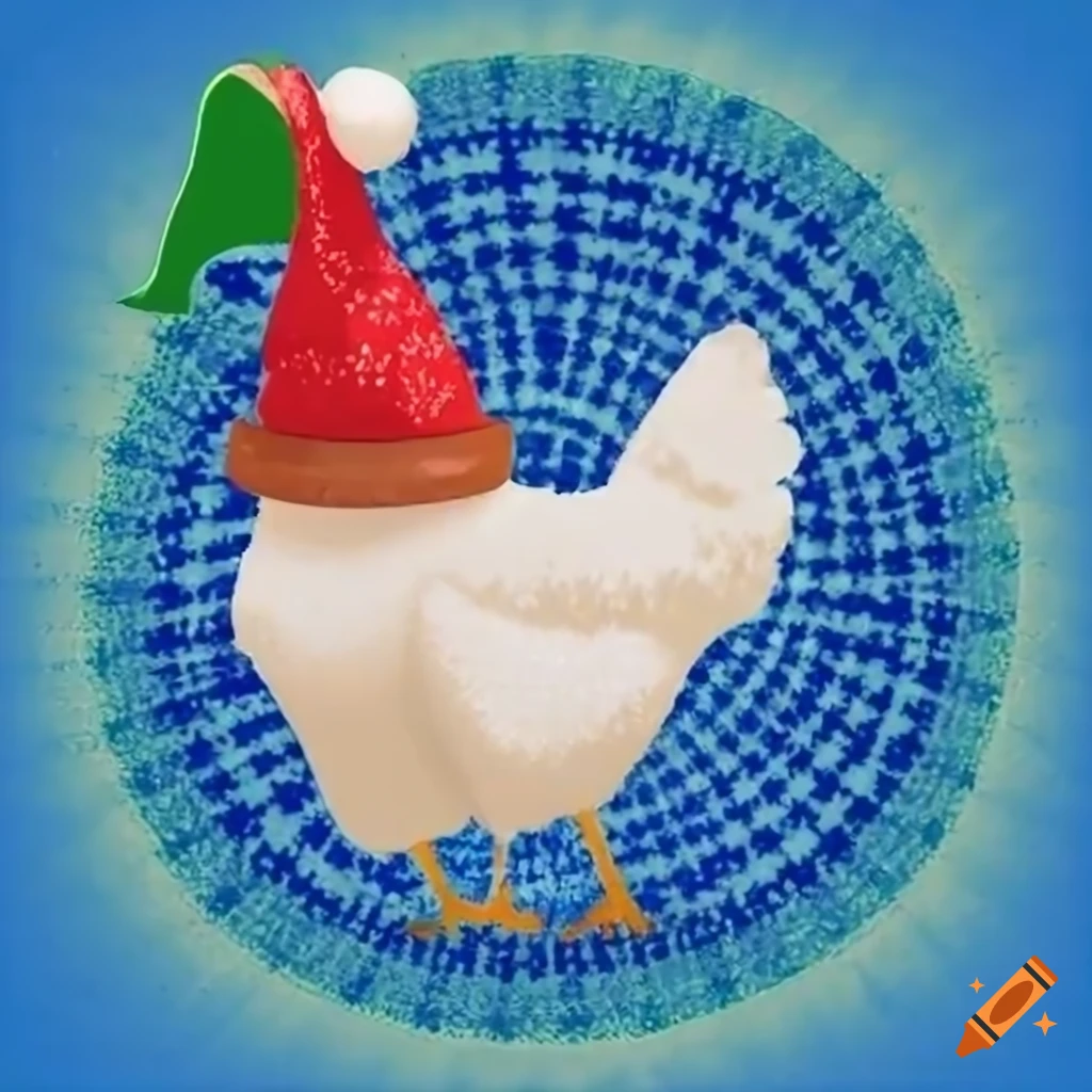 Festive chicken wearing a christmas hat on Craiyon