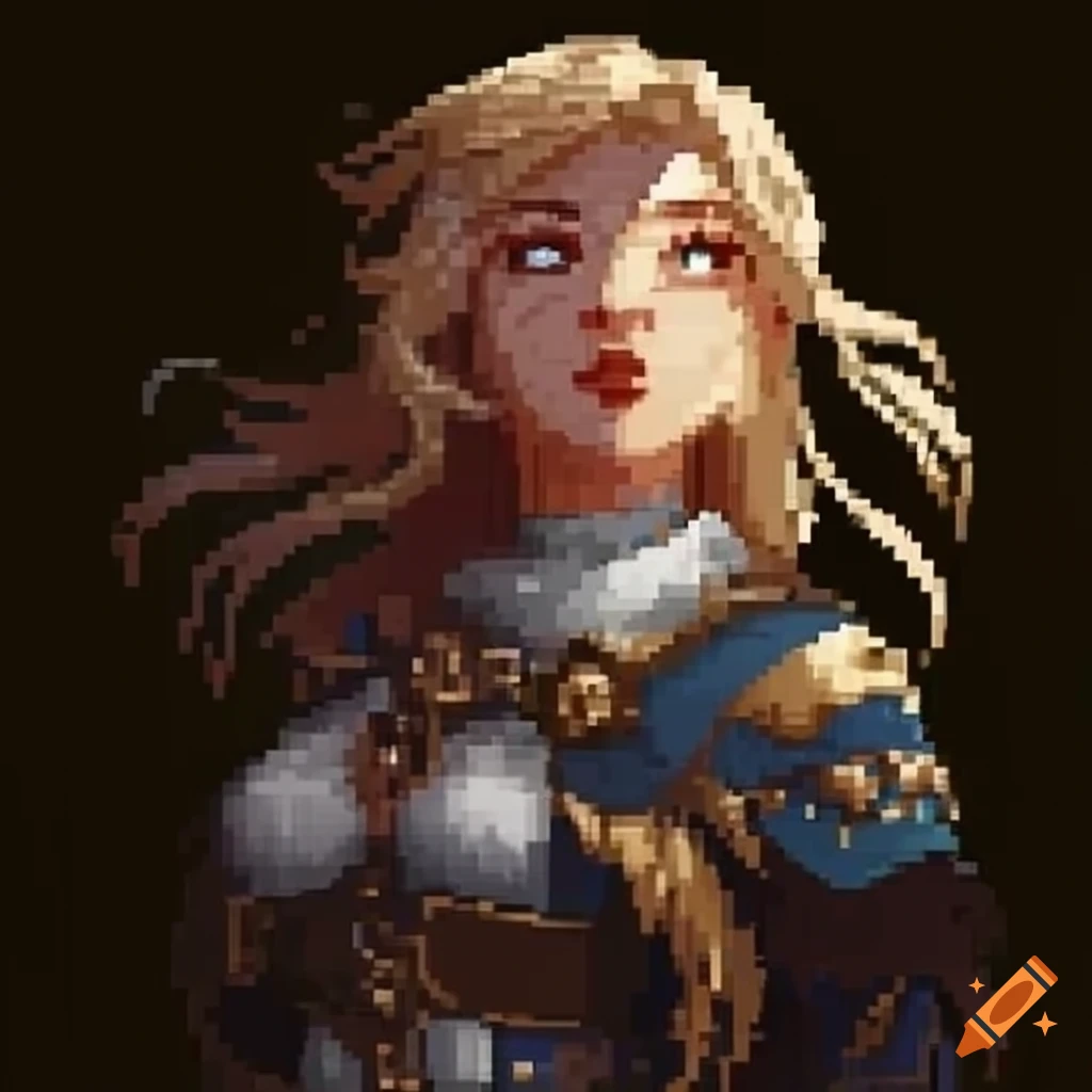 Pixel art of a fantasy cleric girl on Craiyon