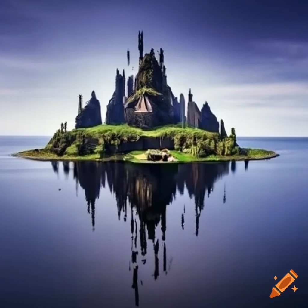 Impressive floating fortress island with stunning architecture