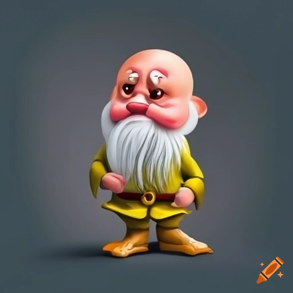 Cartoon of a dwarf with a hand in his nose on Craiyon